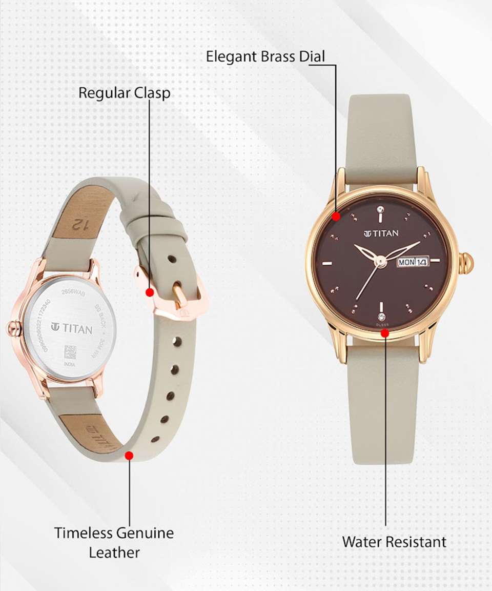 Titan Lagan 2021-22 Titan Lagan with Day & Date Brown Dial Beige ...