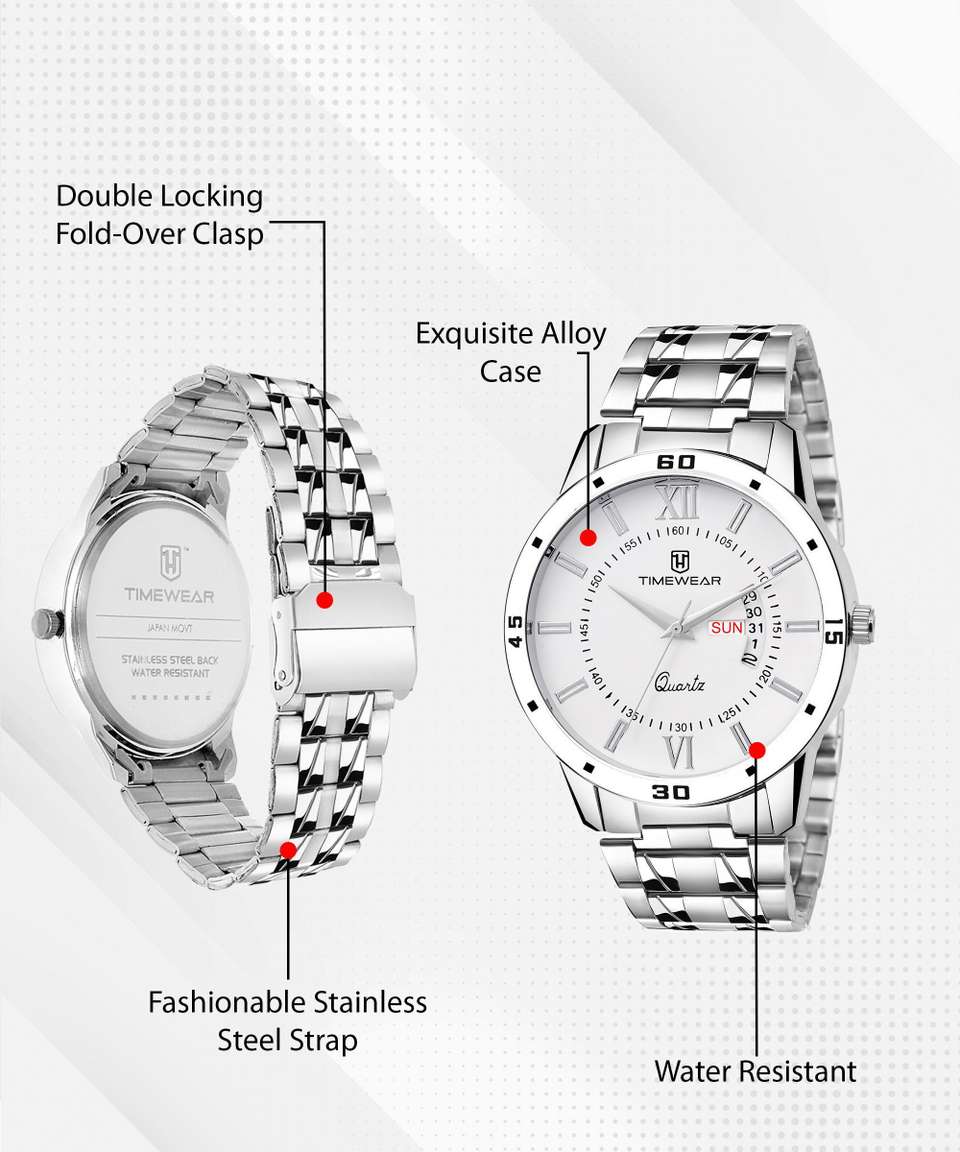 TIMEWEAR 221WDTG Analog Day Date Functioning Stainless Steel Chain ...