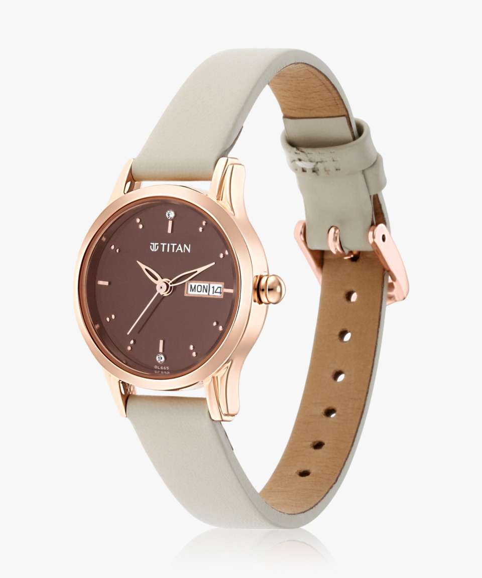 Titan Lagan 2021-22 Titan Lagan with Day & Date Brown Dial Beige ...