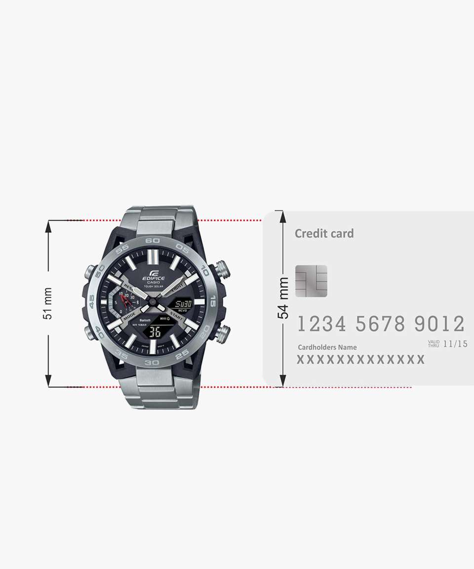 CASIO ECB-2000D-1ADF Edifice Black Dial Silver Stainless Steel Band ...