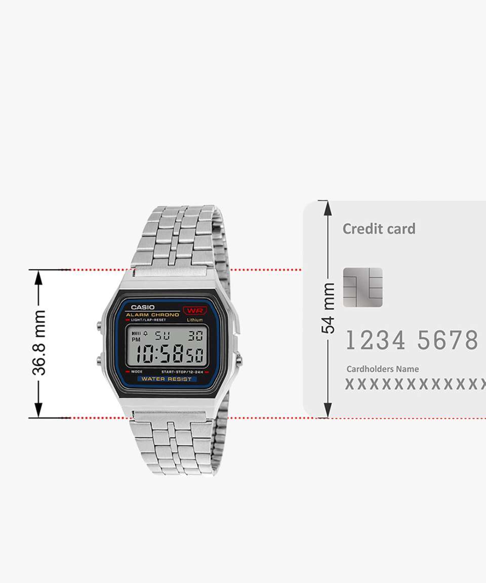 CASIO A159WA-N1DF Vintage Black Dial Silver Stainless Steel Band ...