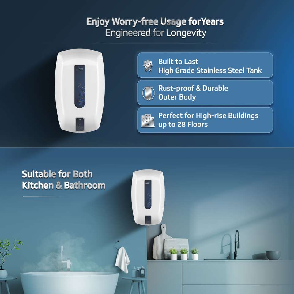 V-Guard Zio 5 L Instant Water Geyser 3000 W Powerful Heating |Suitable ...