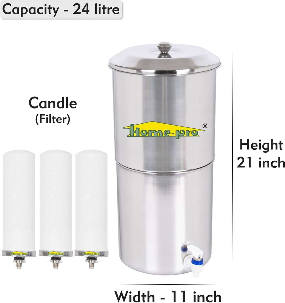 Home-pro Stainless Steel Water Filter | Non Electric | Long Ceramic ...