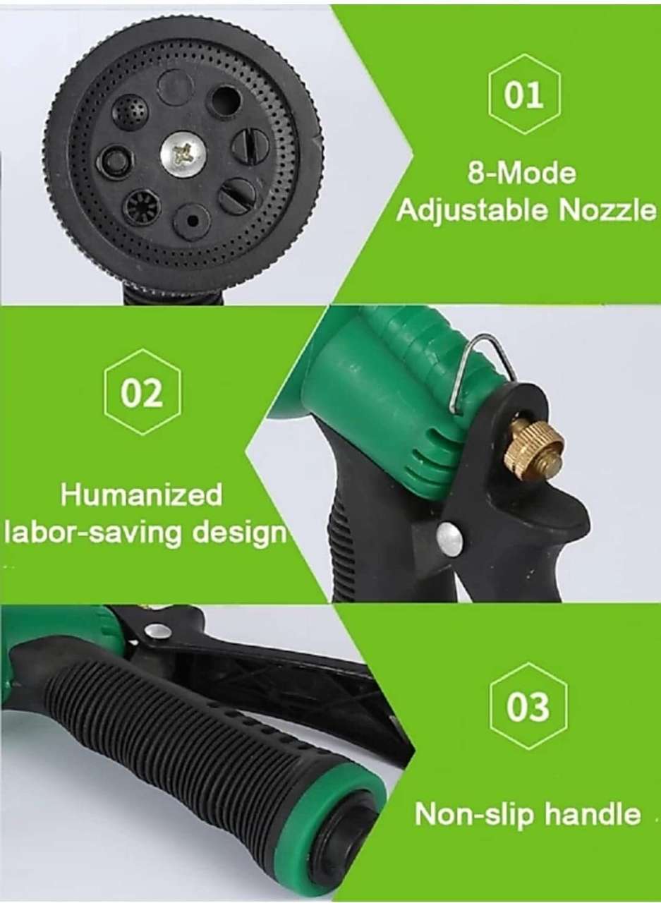 Livvora 15 m Expandable Hose Pipe with Spray Gun (Green) Watering Wand ...