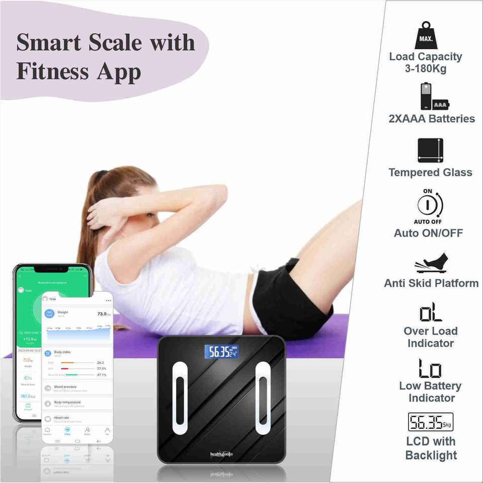 Healthgenie Smart BMI Weight Machine for Body Weight with 18 Body ...