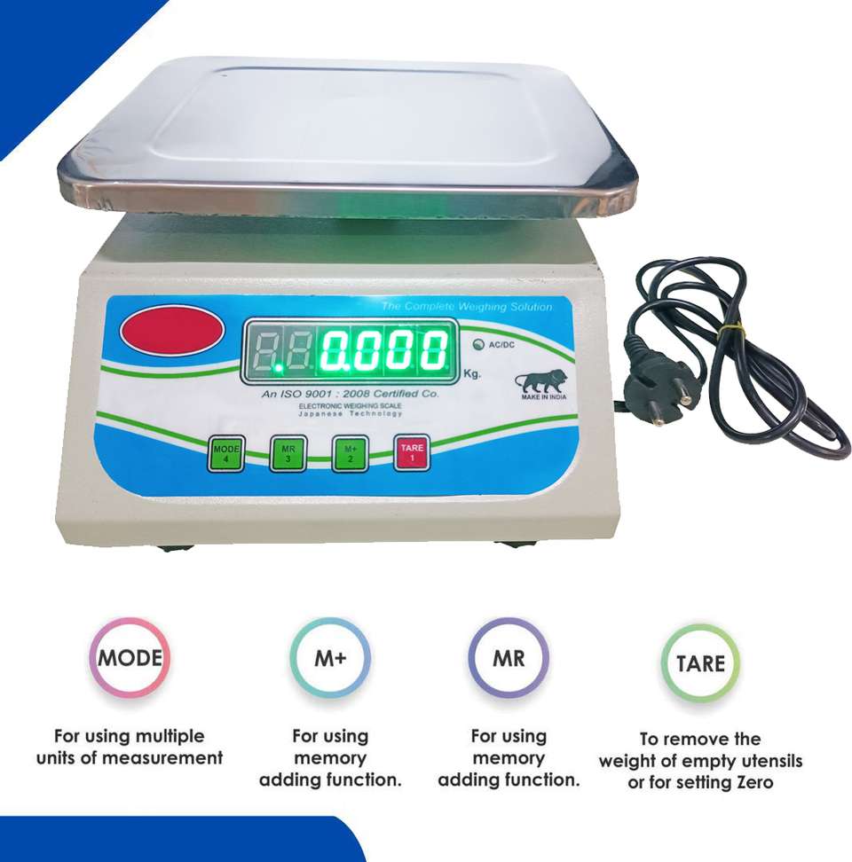 ACU-CHECK Weight Machine 30kg Scale Digital For Shop Chargeable Front ...