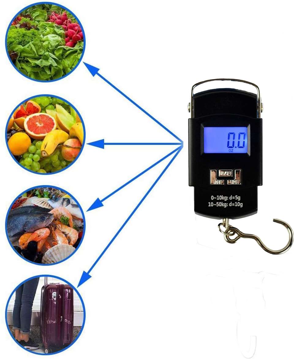 Qesta Hanging Scale Digital Hand Scaller Luggage Scales up to 50 kg ...