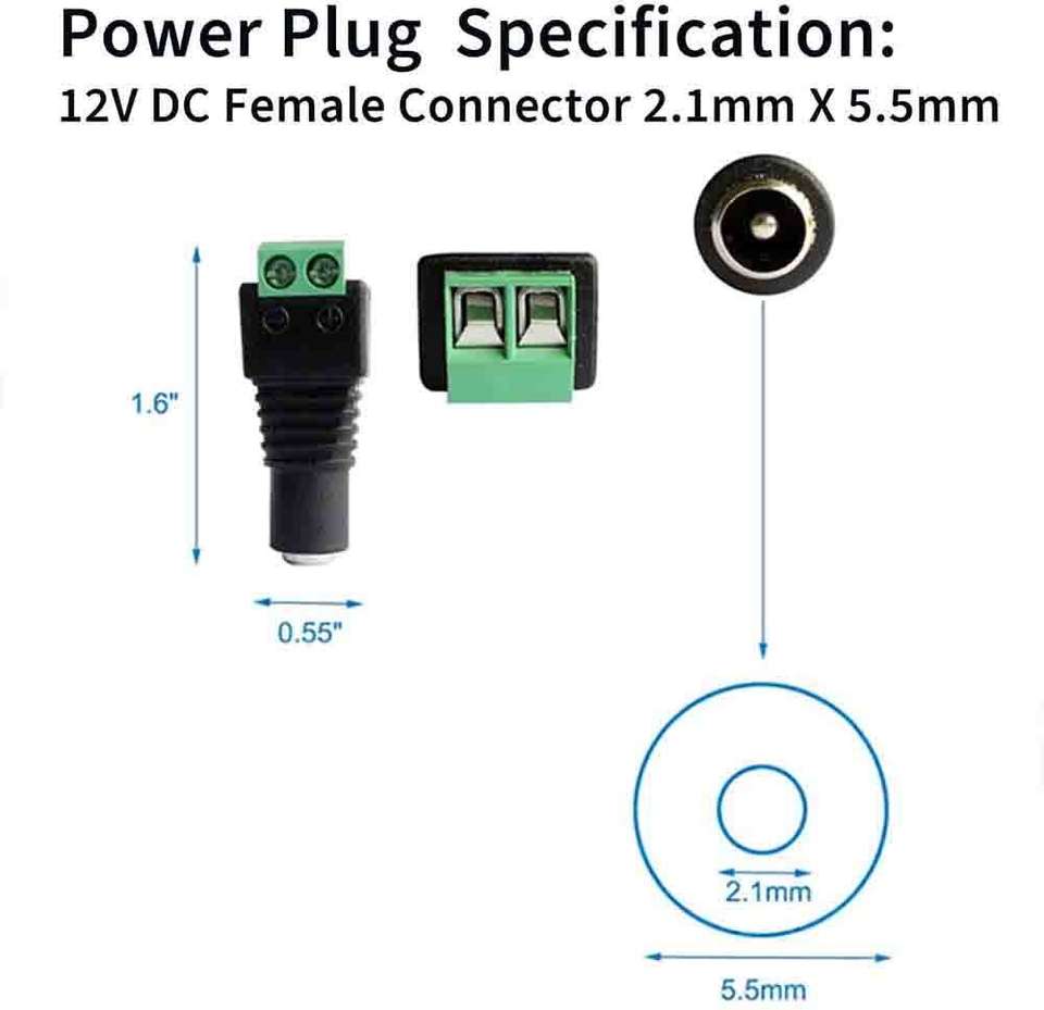 DYTOOLS CCTV DC Power Jack CCTV Video Camera Connector DC Female 5.5*2 ...