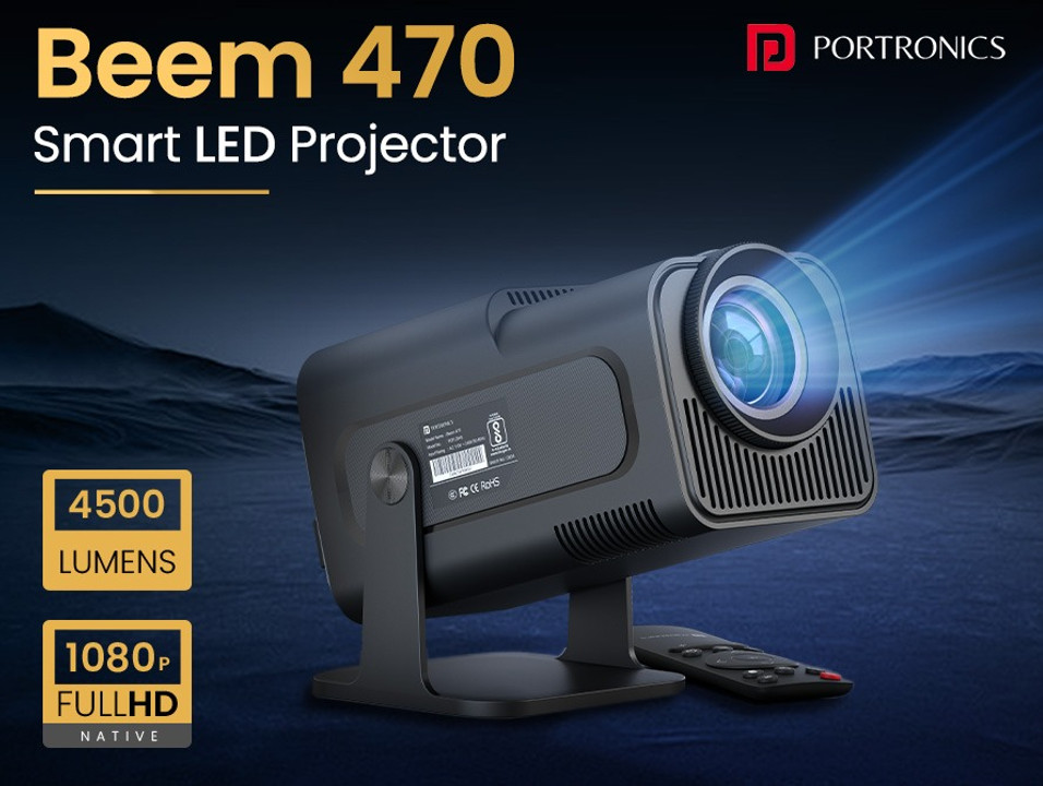 Portronics Beem 470, Built-in Apps, Android 11, 1080p FHD, 4500 lm, 5W ...