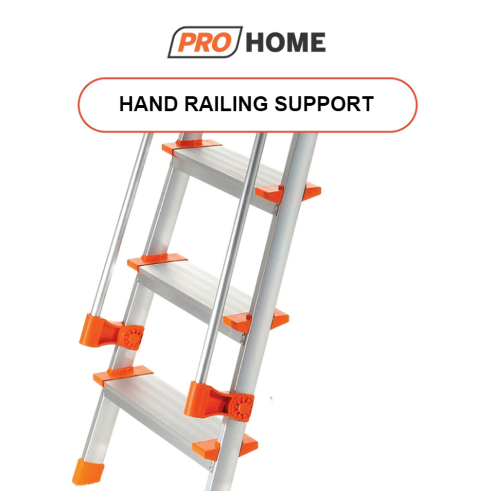 ProHome 6 Steps Ladder with Railing and Anti Slip Shoes Aluminium ...