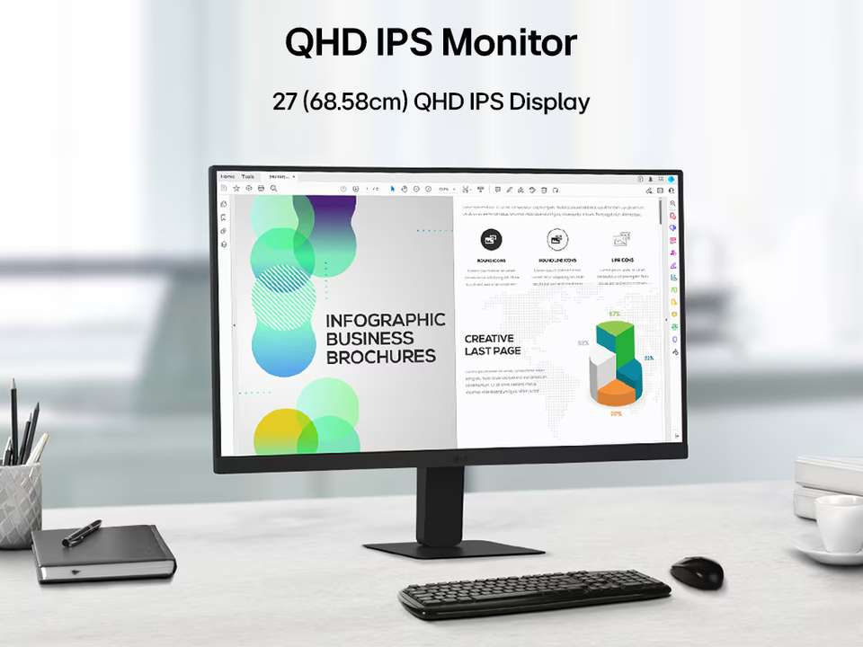 LG QHD 68.58 cm (27 inch) Quad HD IPS Panel with sRGB 99% (Typ.), HDR10 ...