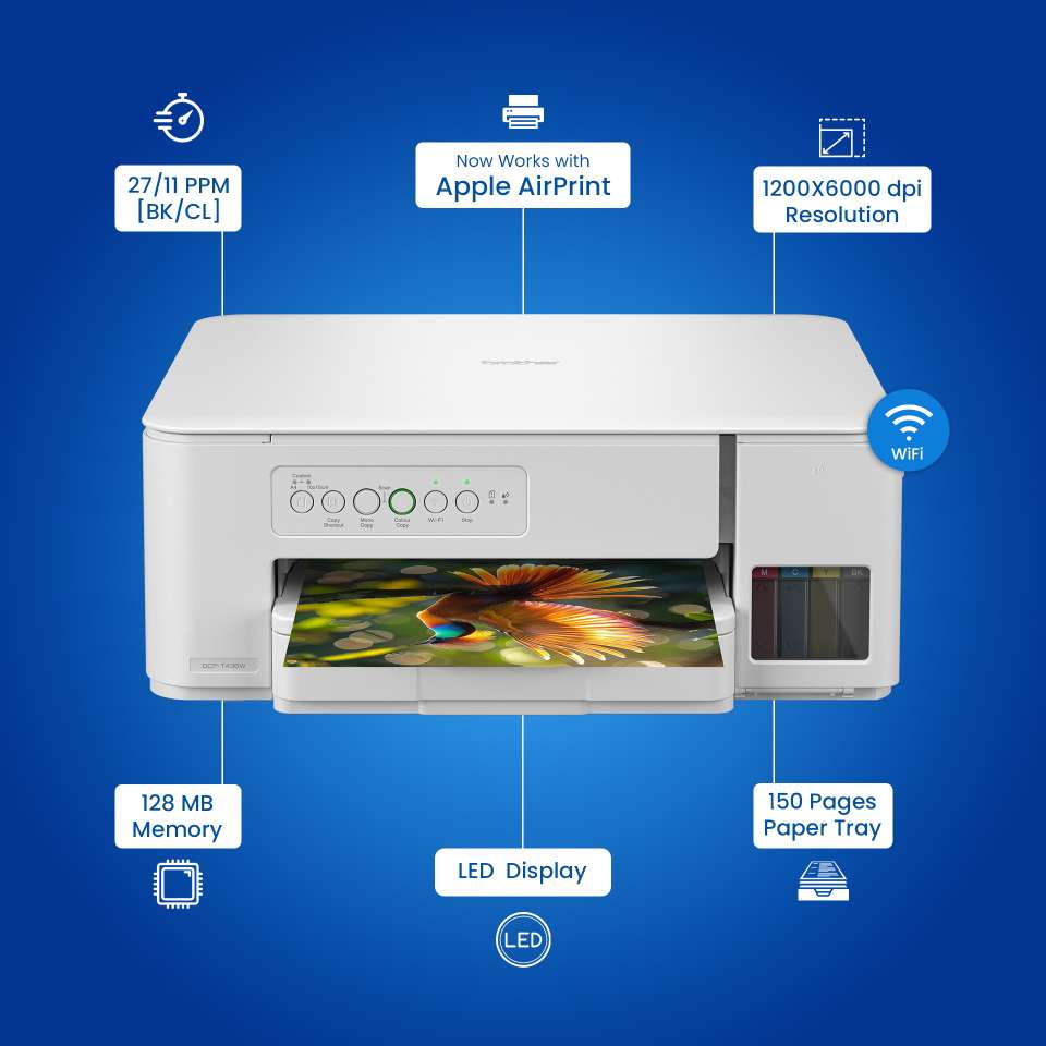 brother DCP-T436W Multi-function WiFi Color Ink Tank Printer ...