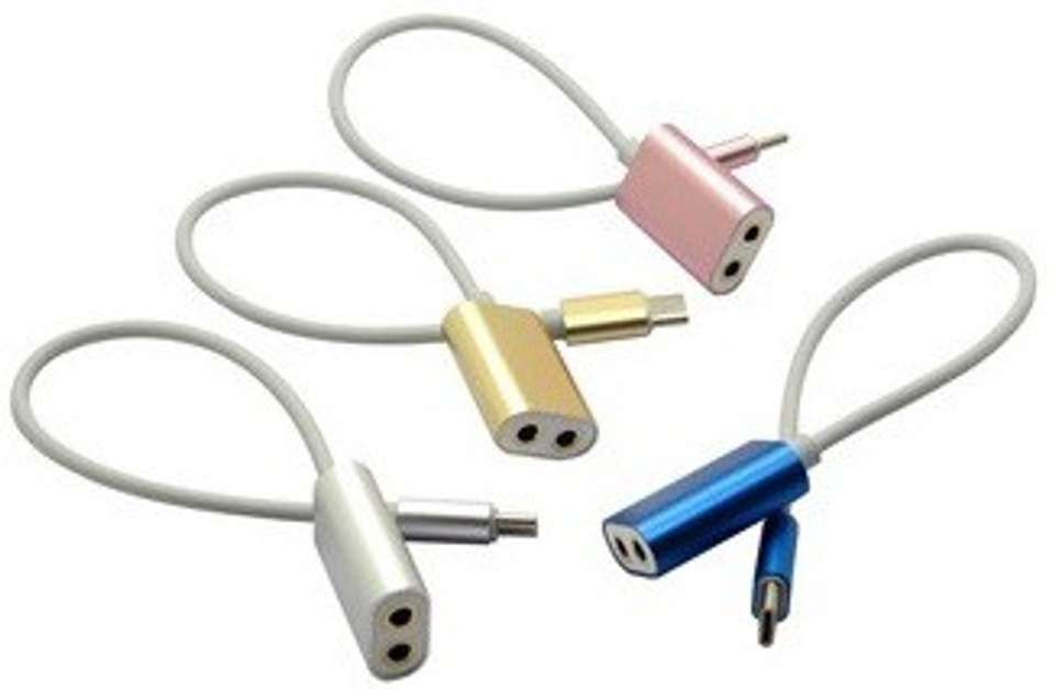 GVAAS Silver USB 3.1 Type C Male to Dual 3.5mm Female Audio Headphone ...