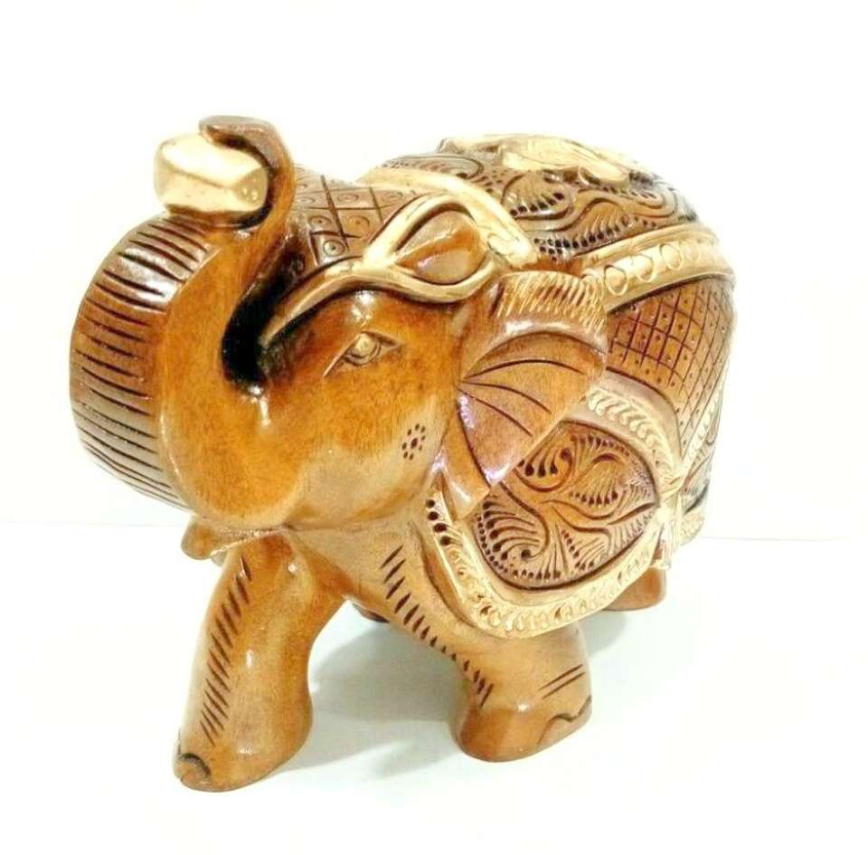 Handicraft Hub Wooden Handcrafted Uptrunk Elephant Antique Decorative ...