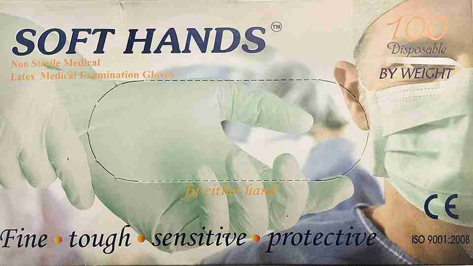 SOFT HANDS Non Sterile Latex Medical Examination Gloves (100s) - S ...