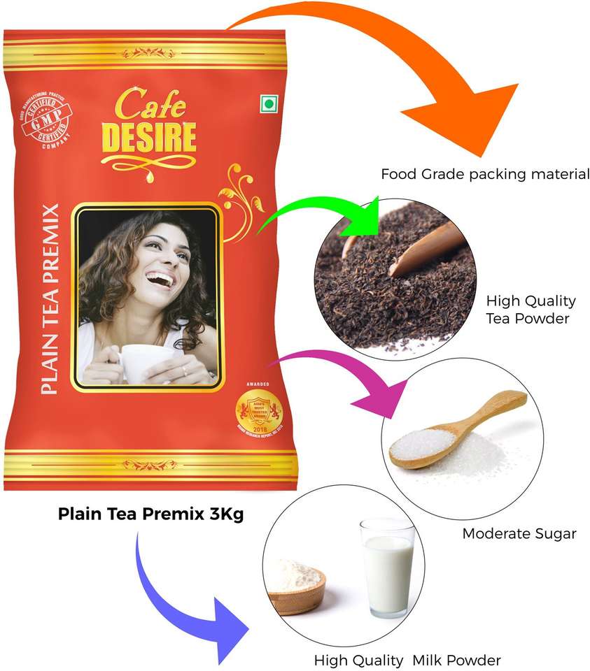 CAFE DESIRE Plain Tea Premix | 3 in 1 Instant Tea | 3Kg Super Saver ...