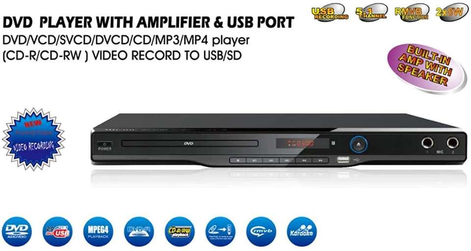MITSUN 5.1 Channel DVD Player with CD Ripping Inbuilt Speaker Dual MIC ...