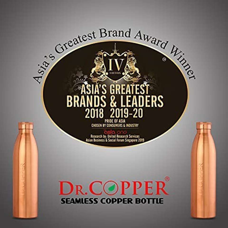 Dr. Copper Worlds First Seam Less Copper Water 1000 ml Copper Bottle ...
