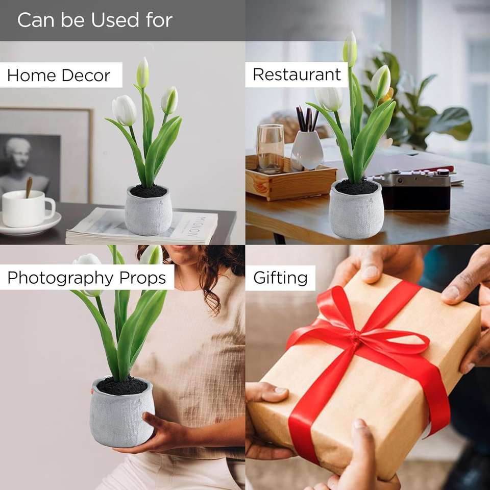 Ekhasa Realistic Tulip Guldasta Pot | Artificial Flower with Pot for ...