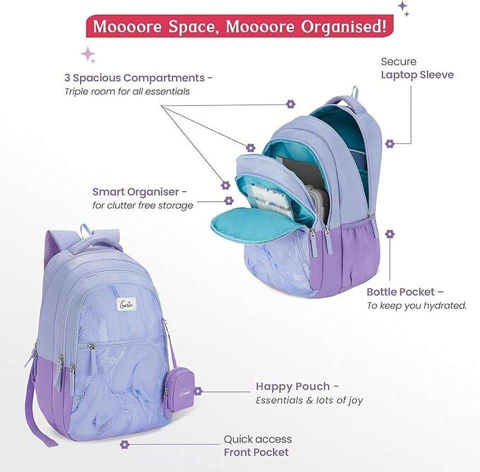 Flipkart.com | Genie Valyria School Backpack for girls, 19” 3 ...