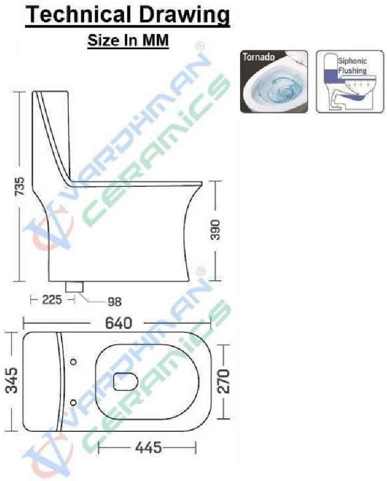 Vardhman Ceramics 5D Siphonic Flushing One Piece Water Closet for ...