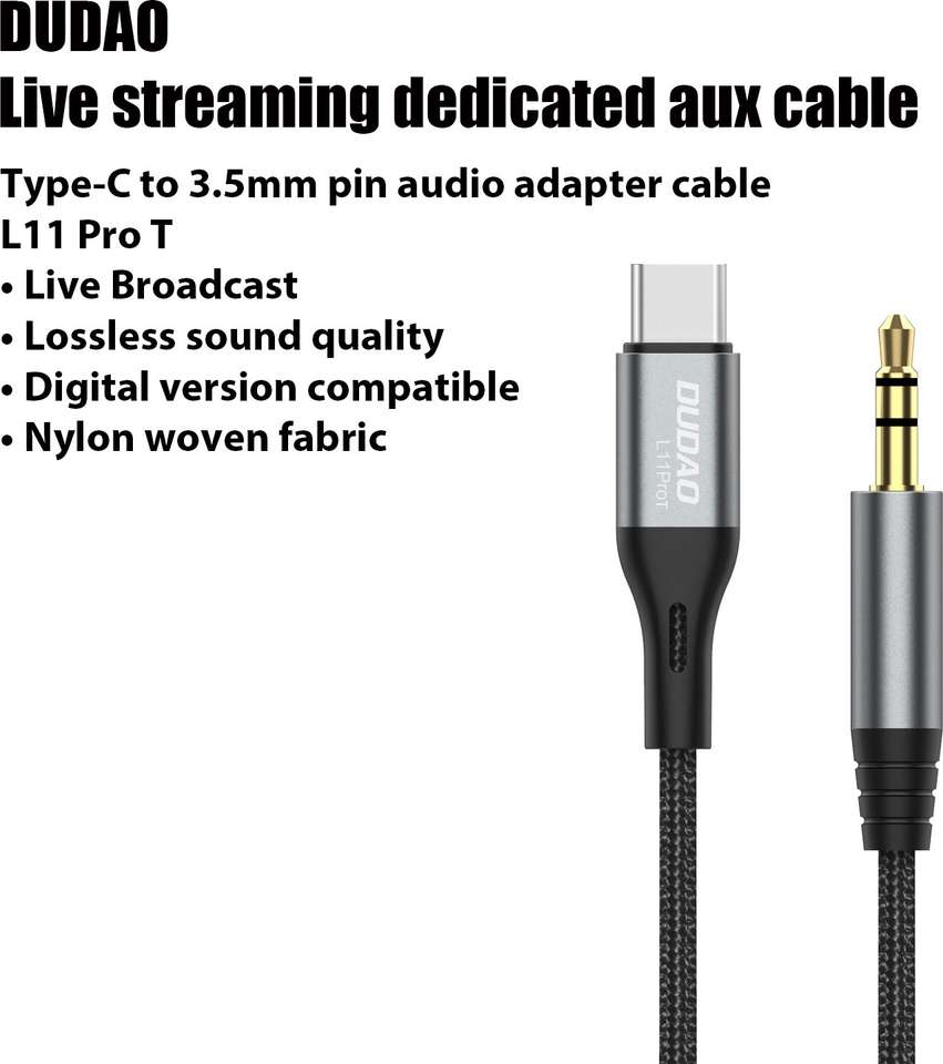 DUDAO AUX Cable 5 A 1 m Braided USB Type C to 3.5mm Aux Audio Cable for ...