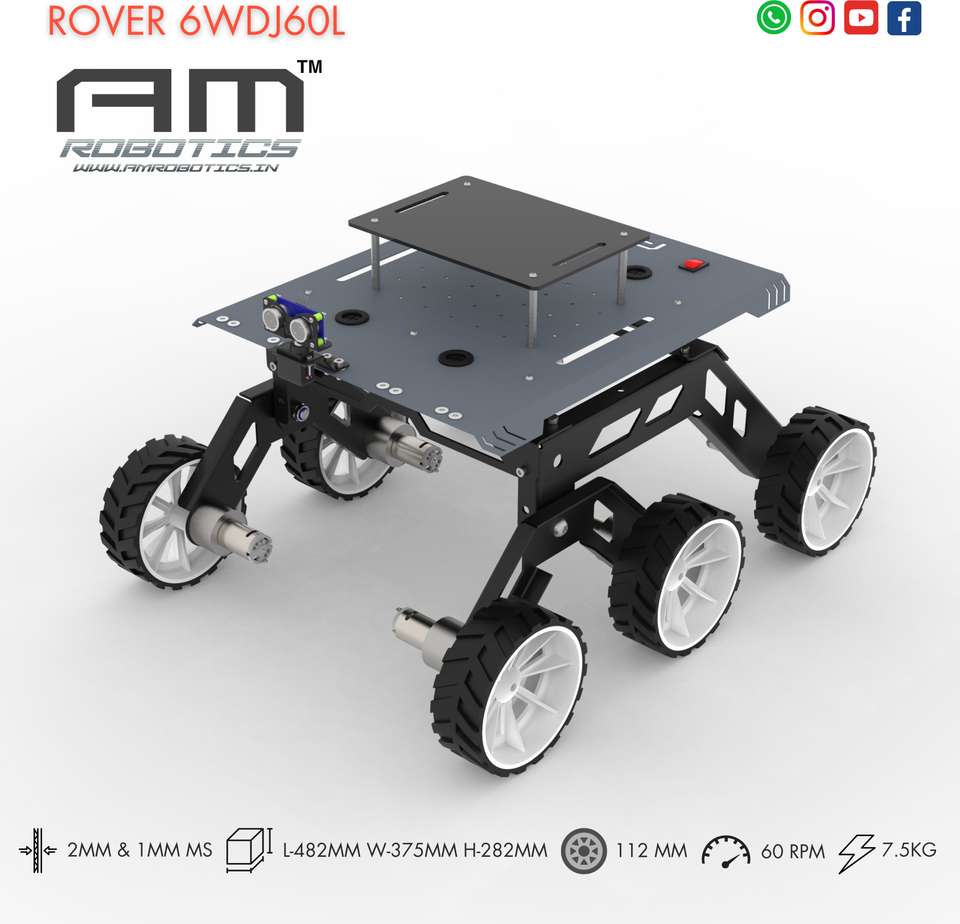 AM ROBOTICS ROVER 6WDJ60L ROCKER BOGIE MECHANSIM HIGH TORQUE DIY ...