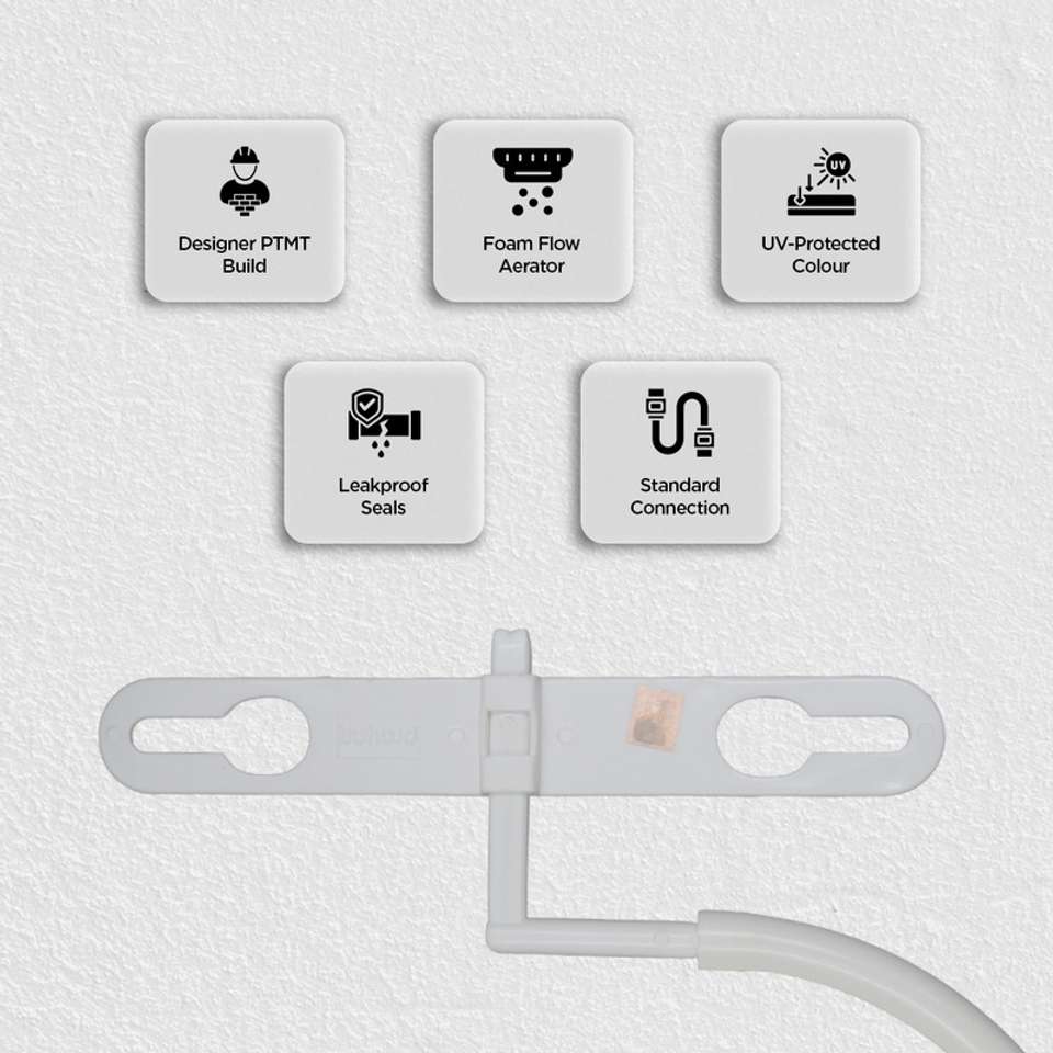 Prayag Jet Spray 1 m Toilet Hand Shower Gun with Tube & Hook, Bathroom ...