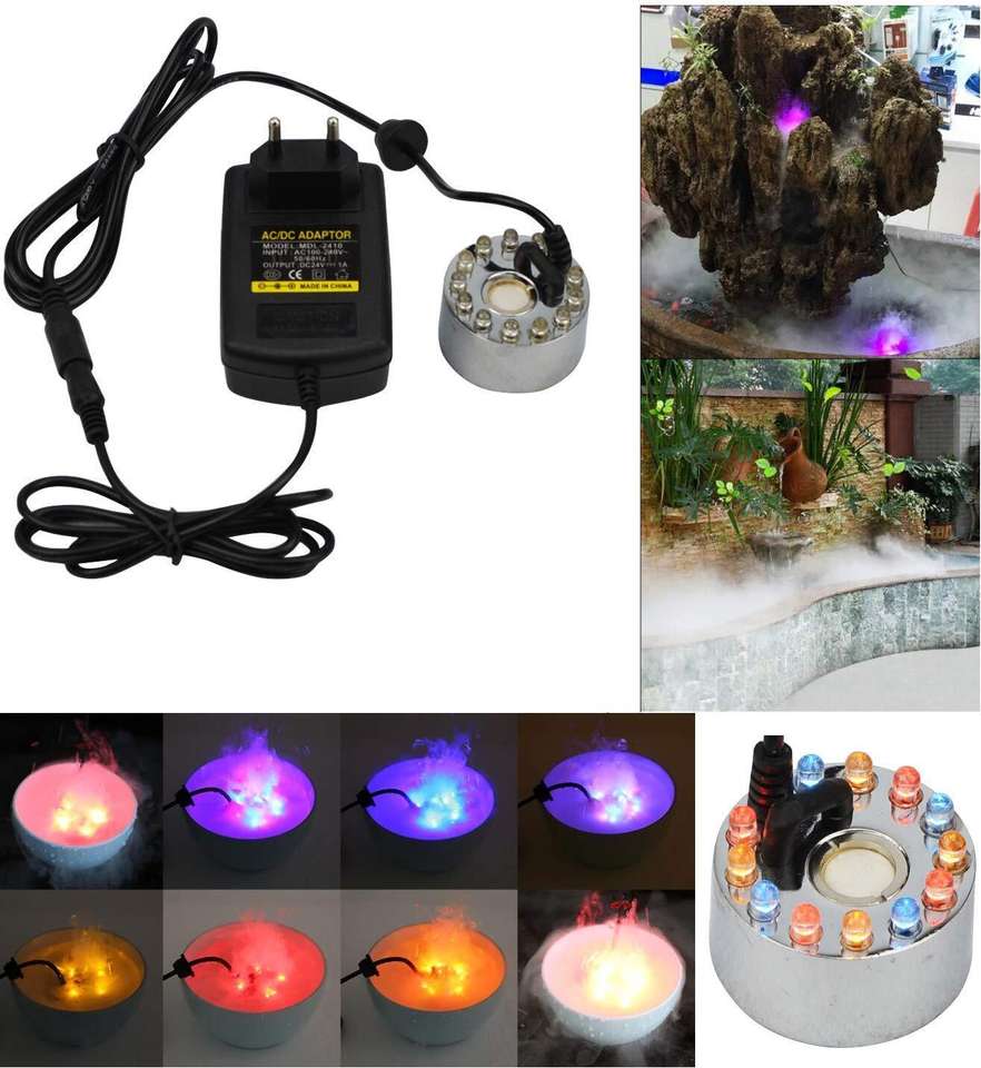 shockley 24V Mist Maker 12 LED Fogger Fountain Fog Machine Atomizer ...