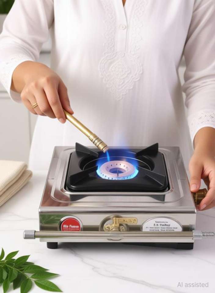 bio flame Biogas Stove Single Burner (Outside Pipe, KVIC MODEL ...