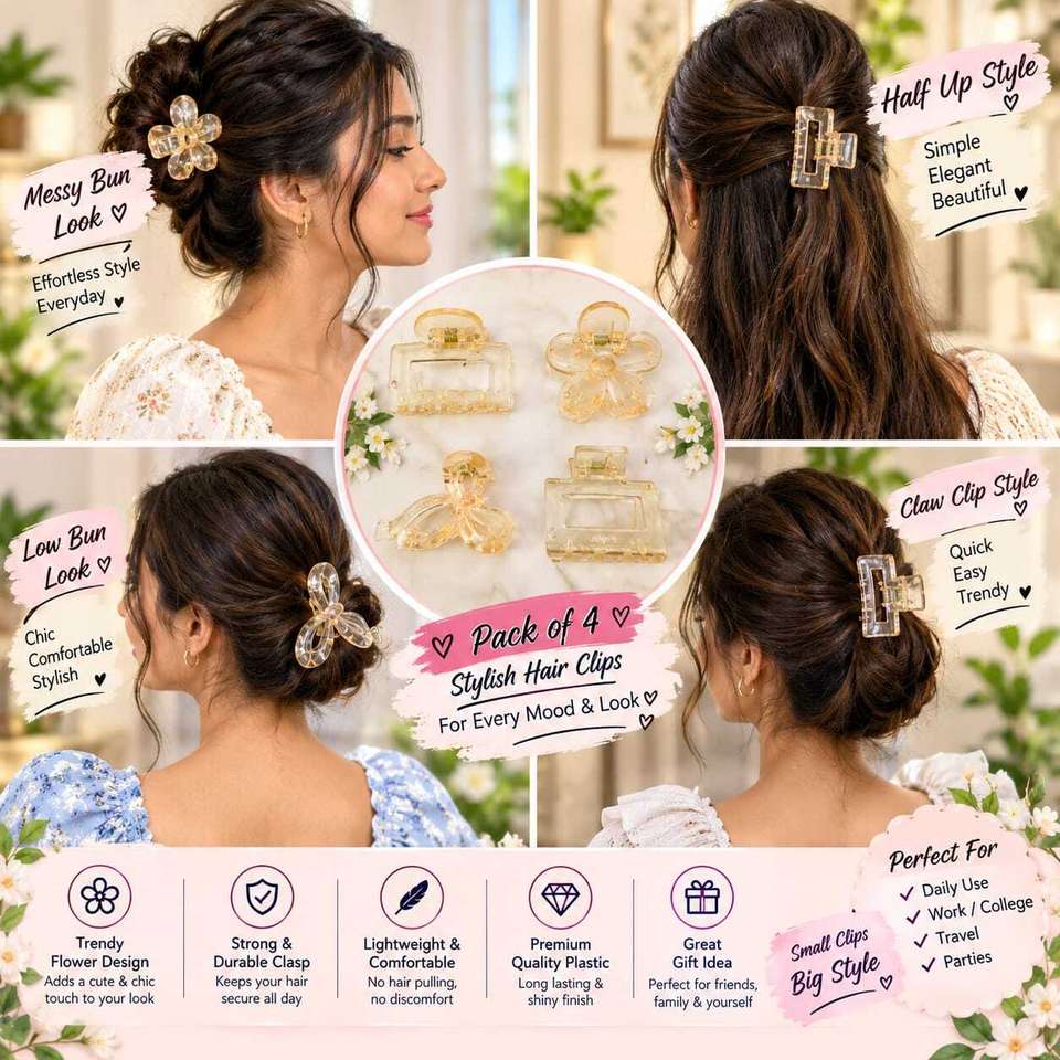 Prityka Stylish Transparent Amber Hair Claw Clips Hair Claw Price in ...