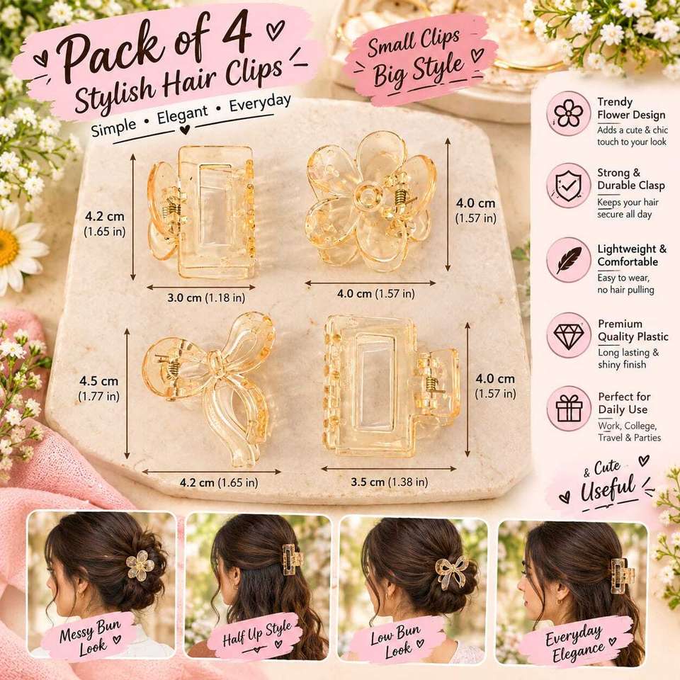 Prityka Stylish Transparent Amber Hair Claw Clips Hair Claw Price in ...