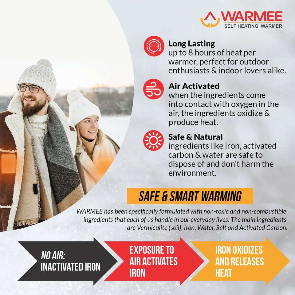 warmee Air Activated Body & Hand Warmer & Foot Warmer Heat Pouch ...