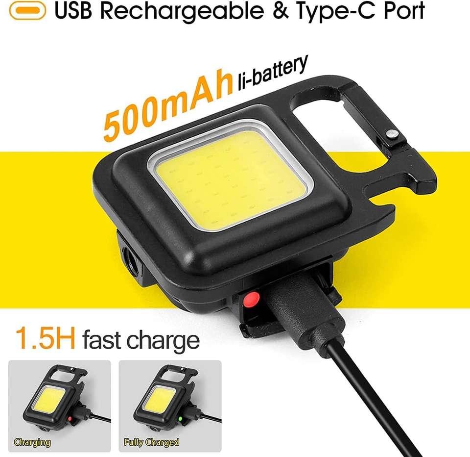 Xydrozen Pocket Keychain Cob Light - Rechargeable Flashlights 6 hrs ...