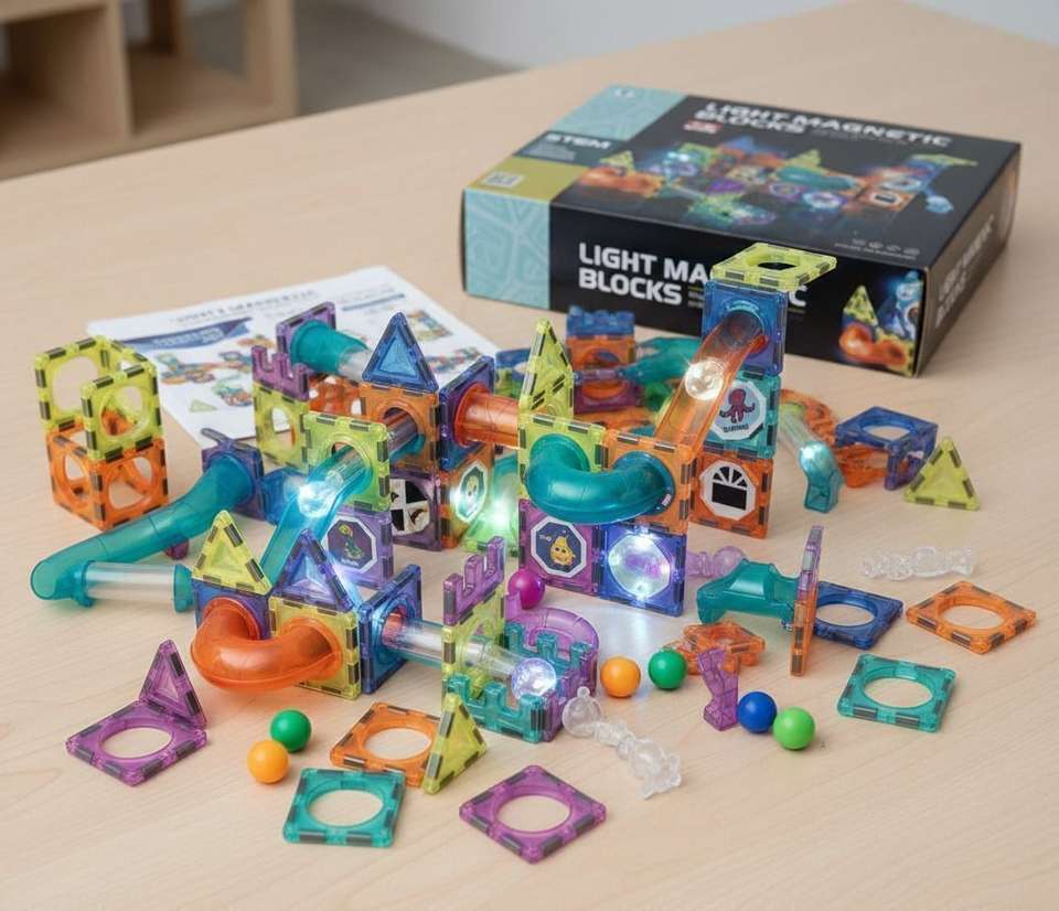 Kidoyz 75 Piece Light Magnetic Blocks, Magic Building Blocks for Kids ...
