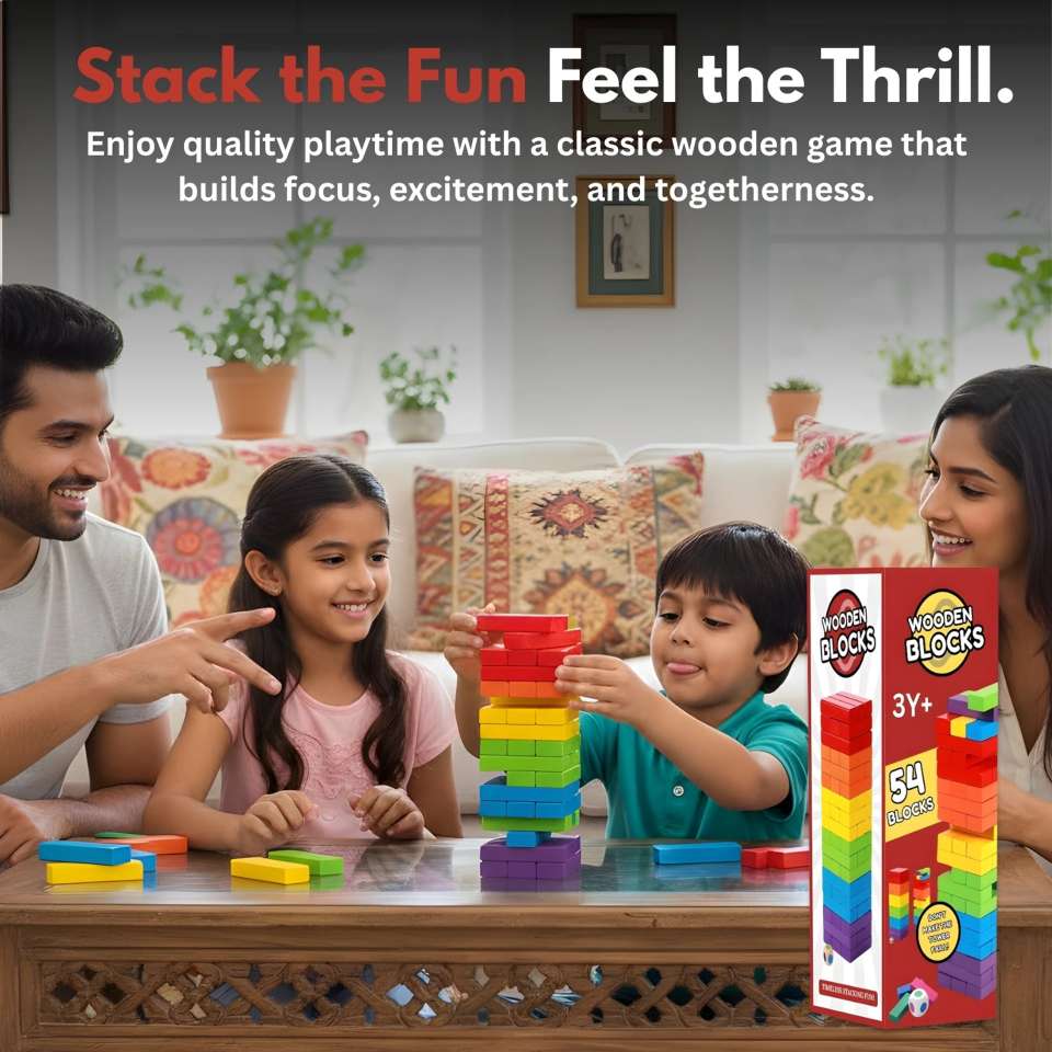 Seboncare Colorful Wooden Stacking Tower Stacking Block Game Set for ...