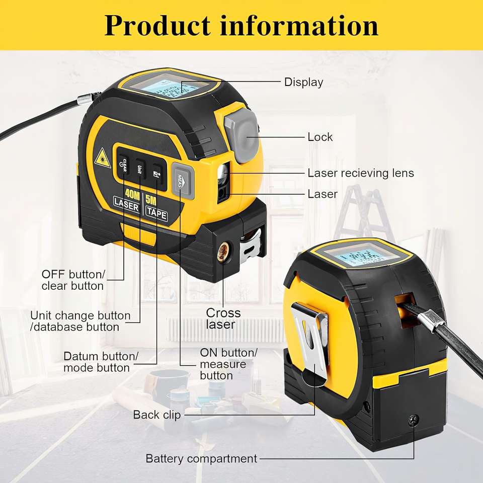 Avedia Digital Measuring Tape Measurement Distance 40 Meter Automatic ...
