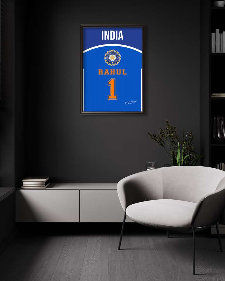 Indian Cricket Team Jersey Framed Poster With Glass Of KL Rahul 1 ...