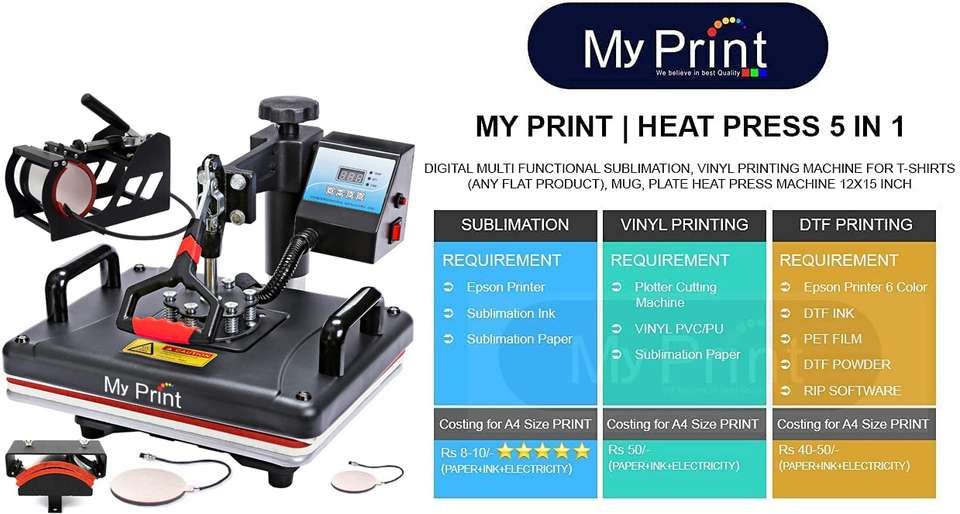 MY PRINT Heat Press Machine 5in1 TShirt Printing | DTF | SUBLIMATION ...