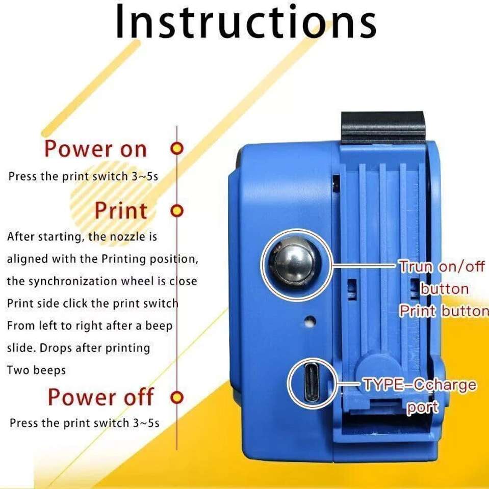 T JET Pack of 2 Handheld Portable Mini Inkjet Printer with LED Touch ...