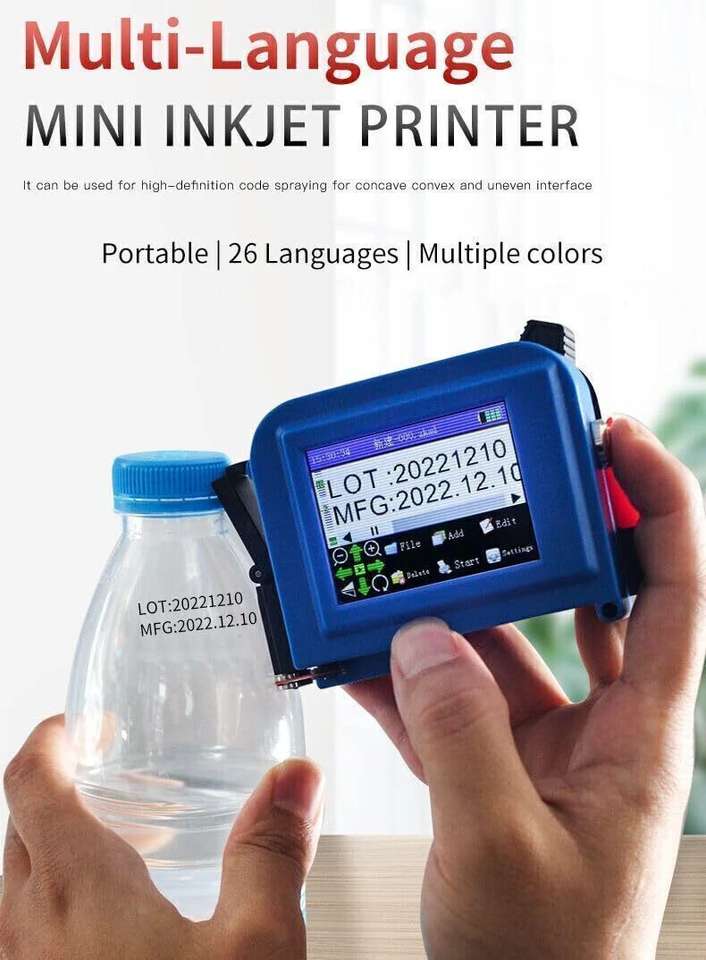 T JET Pack of 2 Handheld Portable Mini Inkjet Printer with LED Touch ...