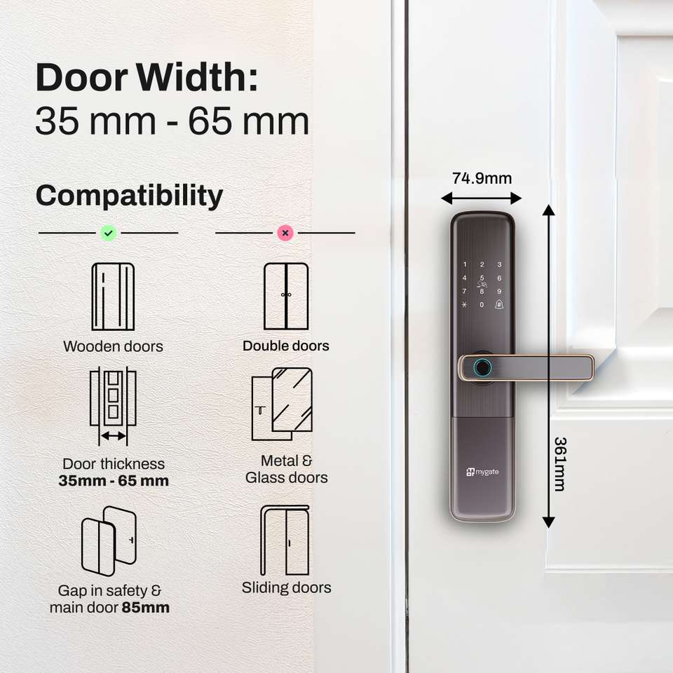 Mygate Plus BLE Lock|6-Way Unlock - Fingerprint, PIN, OTP, App, RFID ...