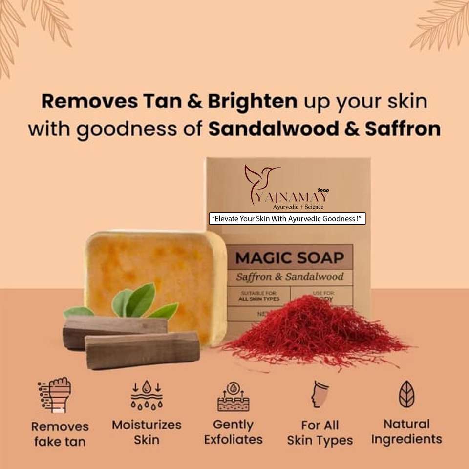 YAJNAMAY Chandan Kesar Bath Soap for Glowing Skin | Face & Body ...