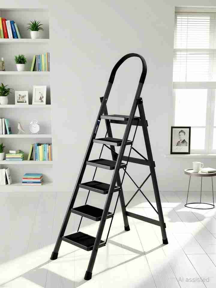 Plantex Ladder for Home/Anti-Skid Strong Foldable Wide 6 Step Ladder ...