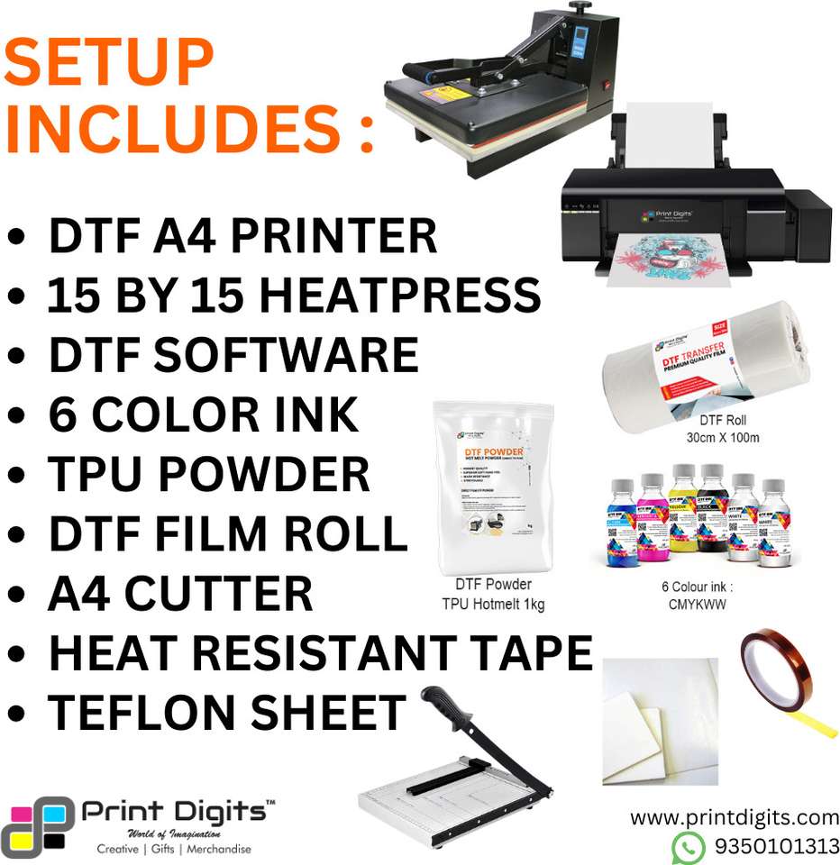 Print Digits DTF A4 Epson L805 and 15by15 heat press machine full setup ...