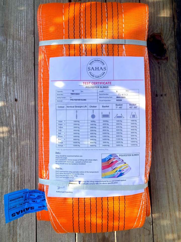 Sahas Webbing Lifting Sling 10 ton 5 mtrs. 250mm 5 m Towing Cable Price ...