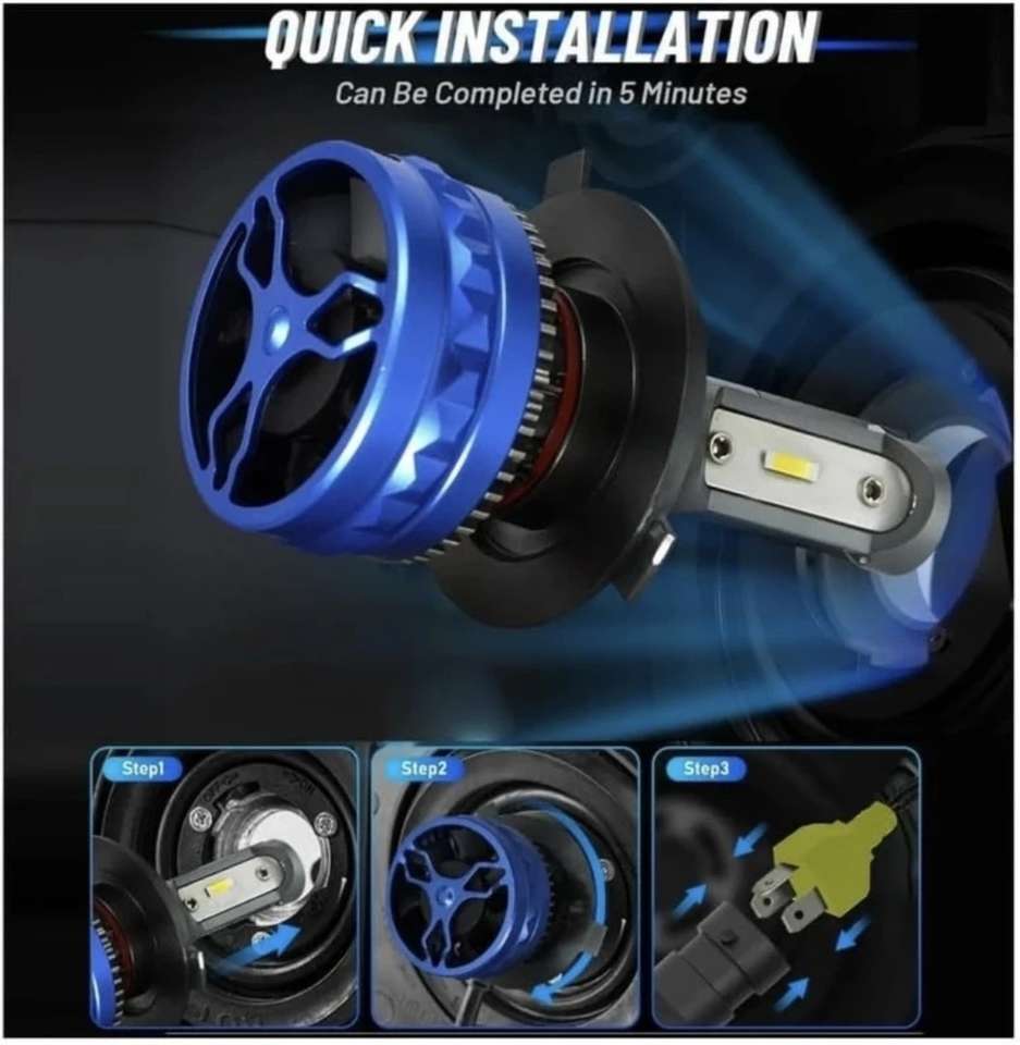 BIKEBLOOM 4-Side Led H4 / Hs1 Ultra Bright Bike Headlight Bulb High-Low ...