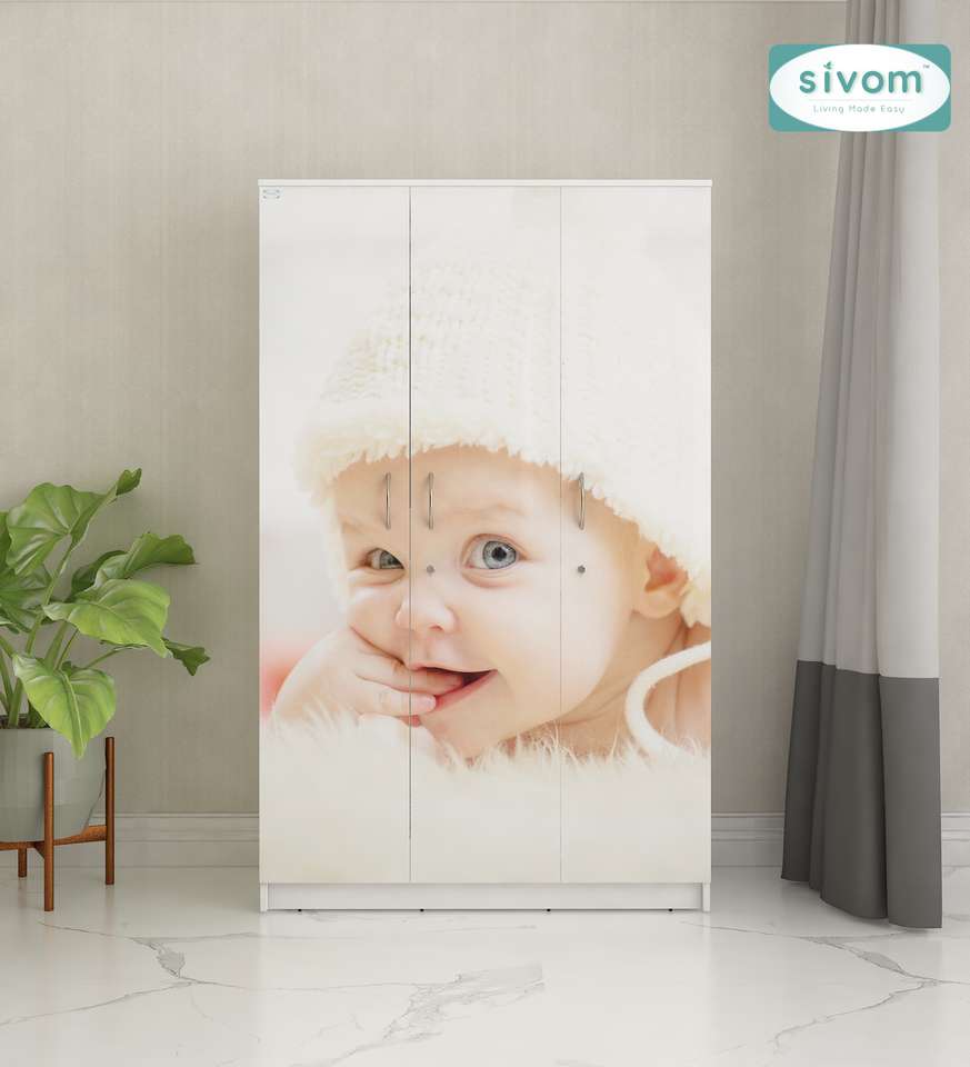 SIVOM Little UV Digital Printing Multipurpose 3 Door Closet Engineered ...